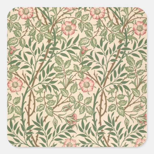 'Sweet Briar' design for wallpaper, printed by Joh Square Sticker | Zazzle