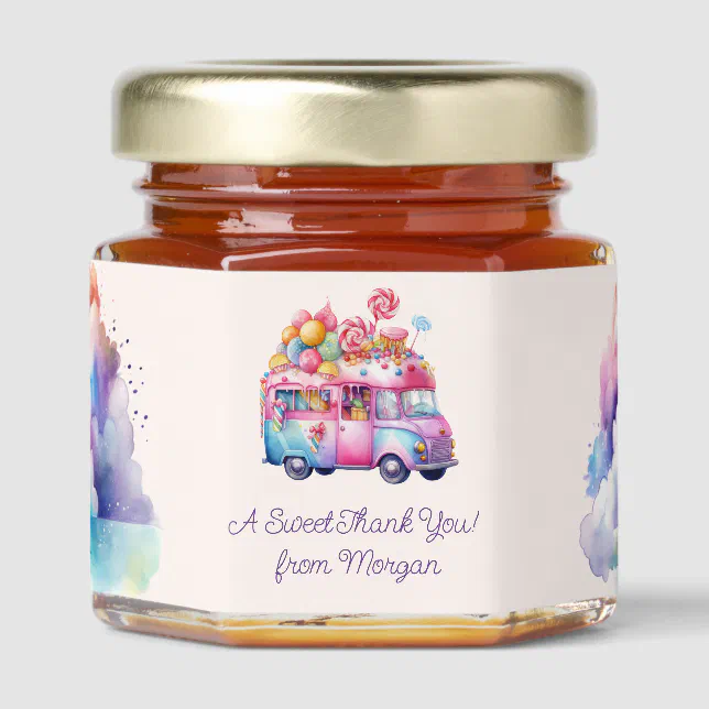 Sweet Budget Candy Lane Kid's Birthday Honey Jar Favors | Zazzle