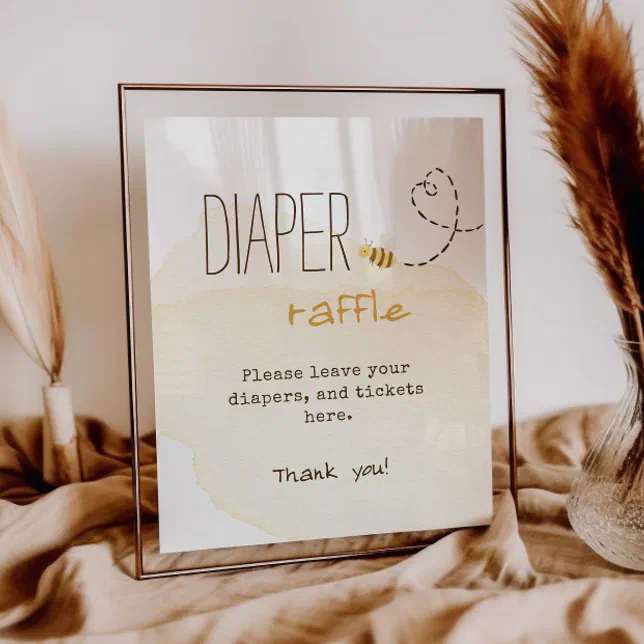 Sweet Bumble Bee Baby Shower Diaper Raffle Poster | Zazzle