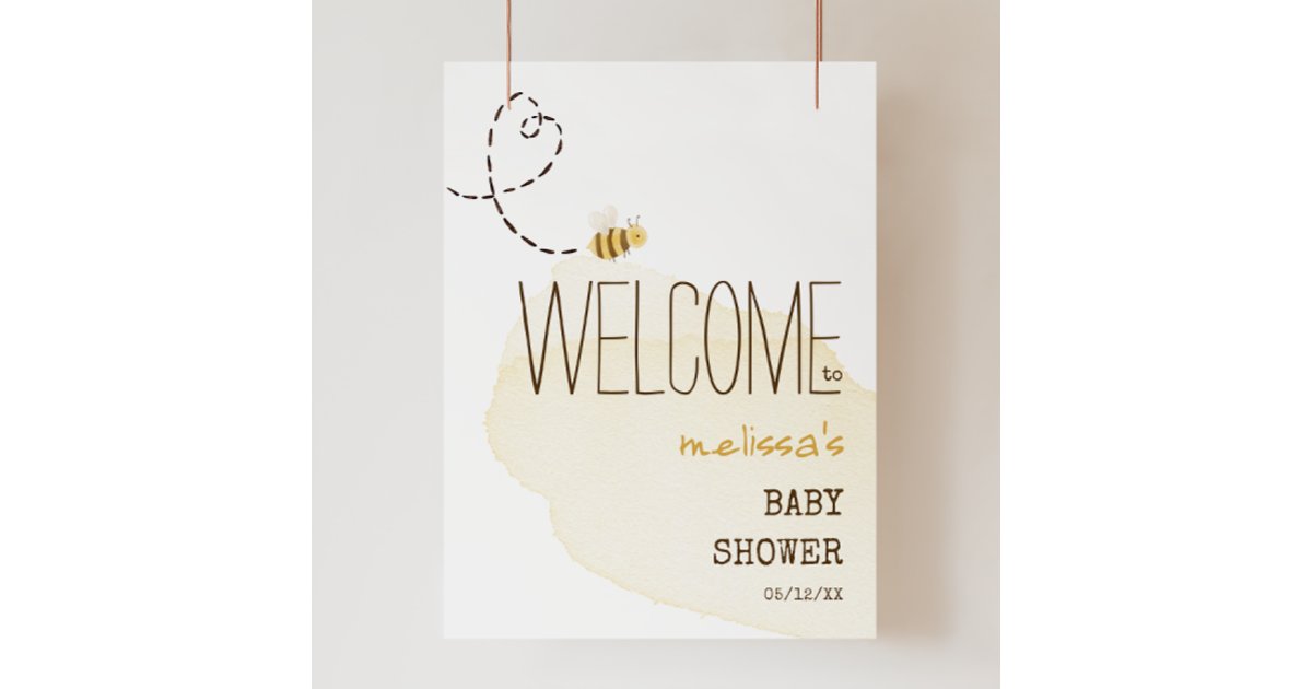 Sweet Bumble Bee Welcome Baby Shower Sign | Zazzle