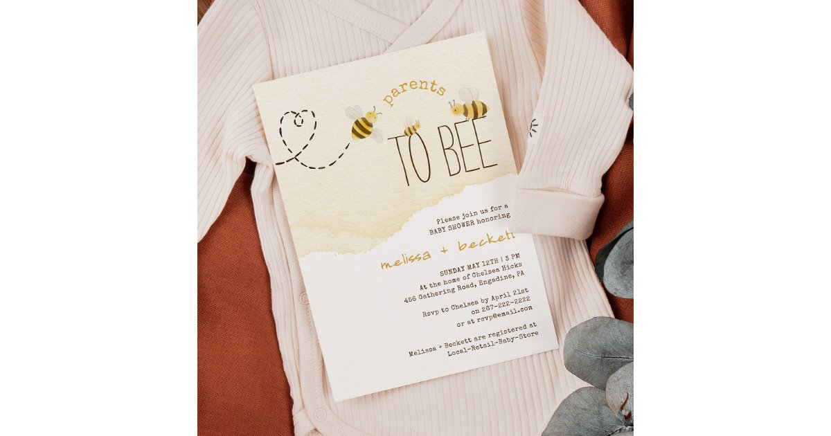 Sweet Bumblebee Parents To Bee Couples Baby Shower Invitation | Zazzle