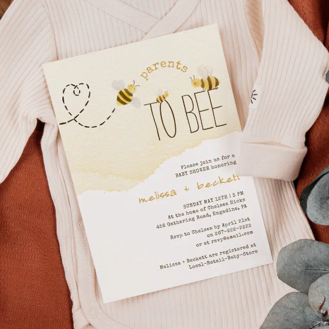 Sweet Bumblebee Parents To Bee Couples Baby Shower Invitation | Zazzle