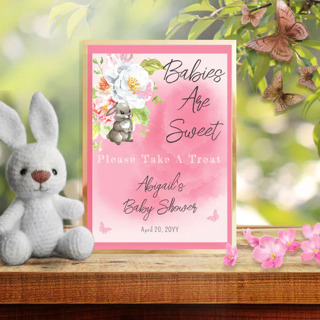 Sweet Bunny Baby Shower Babies Are Sweet Treat Poster | Zazzle