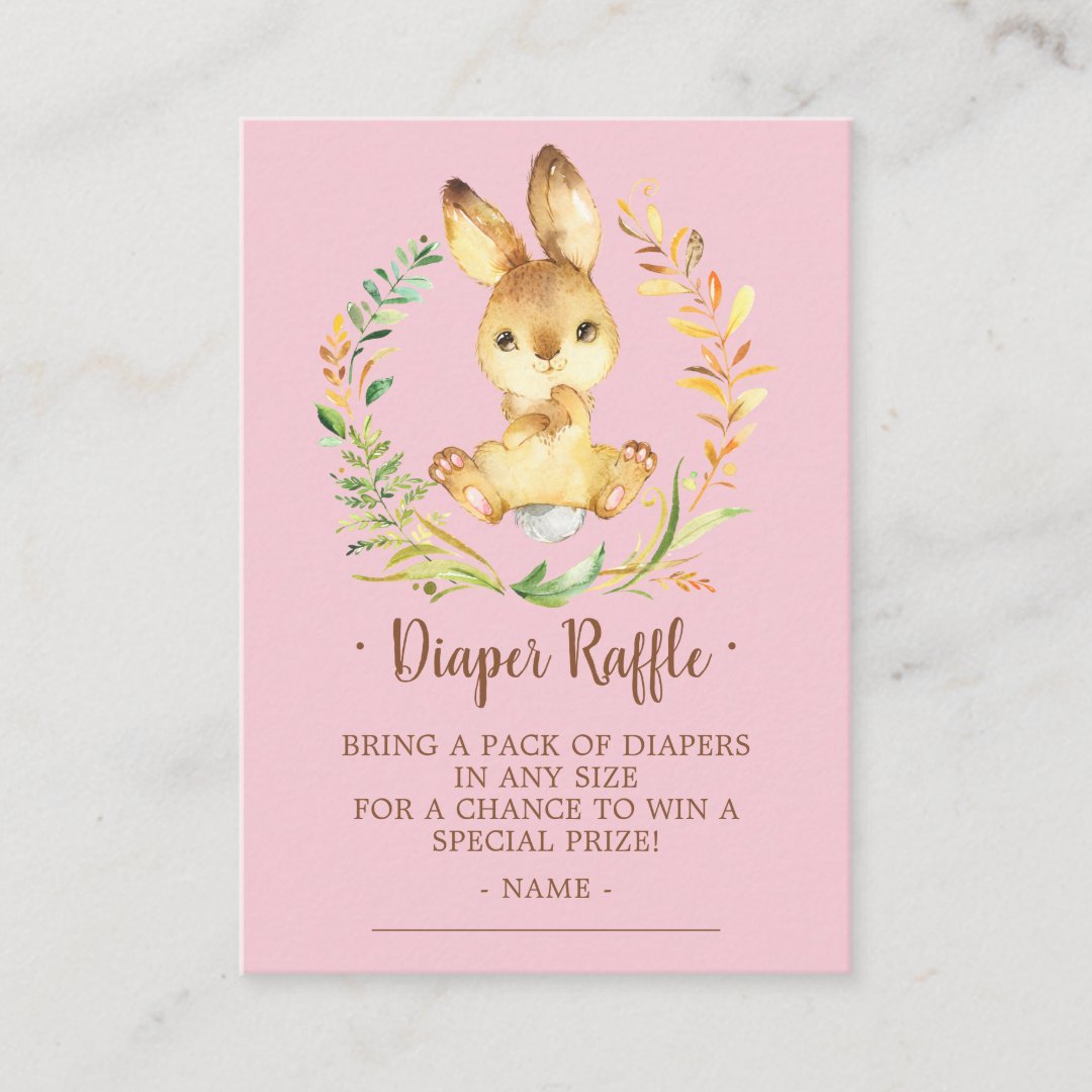 Sweet Bunny Baby Shower Diaper Raffle Ticket Enclosure Card | Zazzle