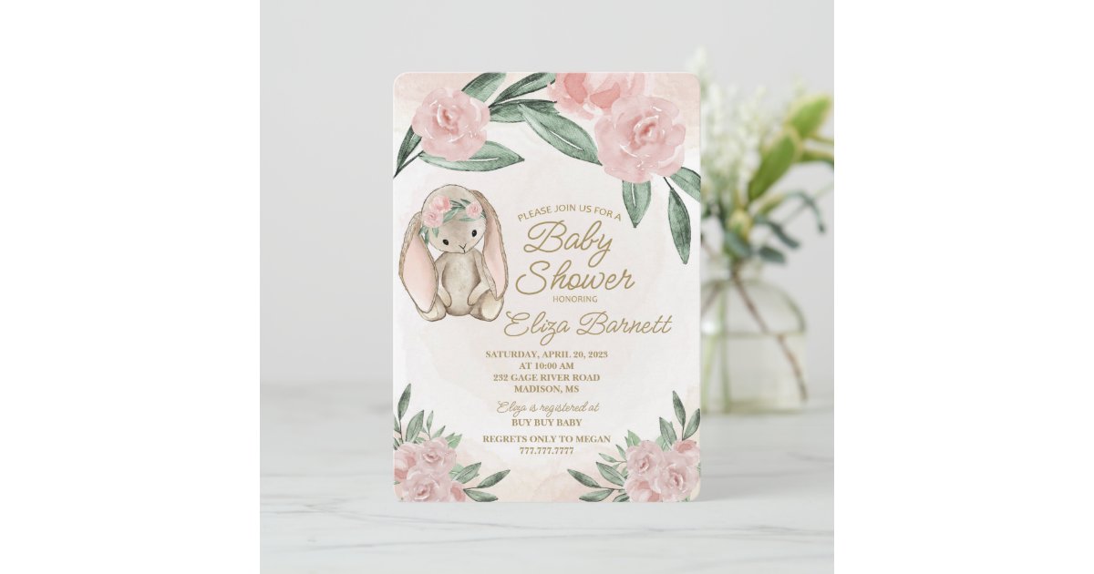 Sweet Bunny Baby Shower Invitation | Zazzle