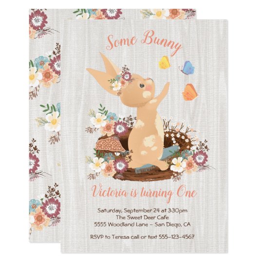 Sweet Bunny Birthday Party Invitations | Zazzle.com