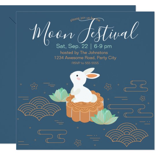 Sweet Bunny on Mooncake Mid-Autumn Festival Invitation | Zazzle.com
