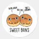 Sweet Buns Funny Baking Pun Classic Round Sticker | Zazzle
