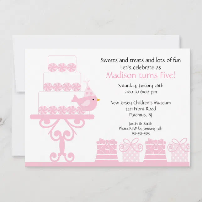 Sweet Cake Birthday Invitation | Zazzle