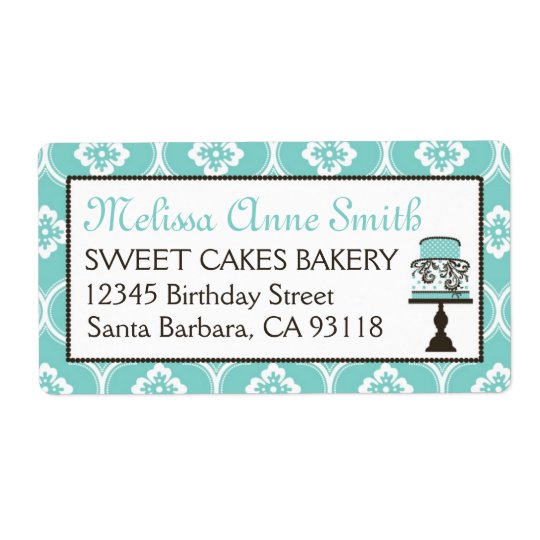 Sweet Cake Business Shipping Label Turq | Zazzle.com