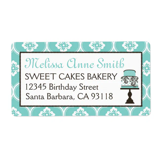 Sweet Cake Business Shipping Label Turq | Zazzle