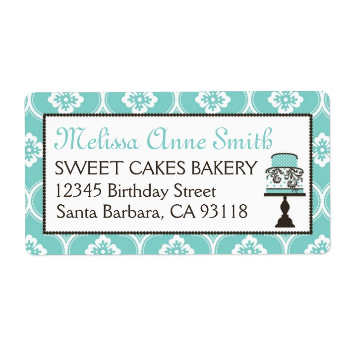 Sweet Cake Business Shipping Label Turq | Zazzle.com