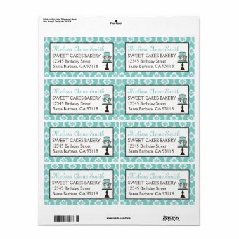 Sweet Cake Business Shipping Label Turq | Zazzle
