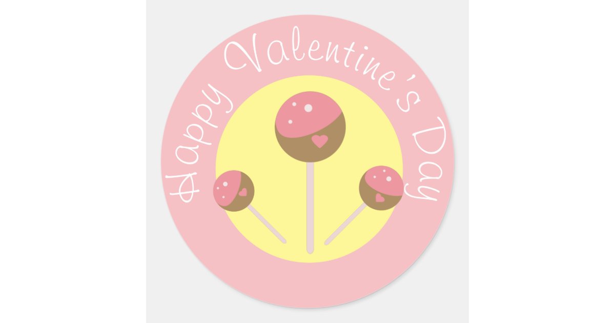 Sweet Cake Pop Valentines Pink Classic Round St Sticker | Zazzle