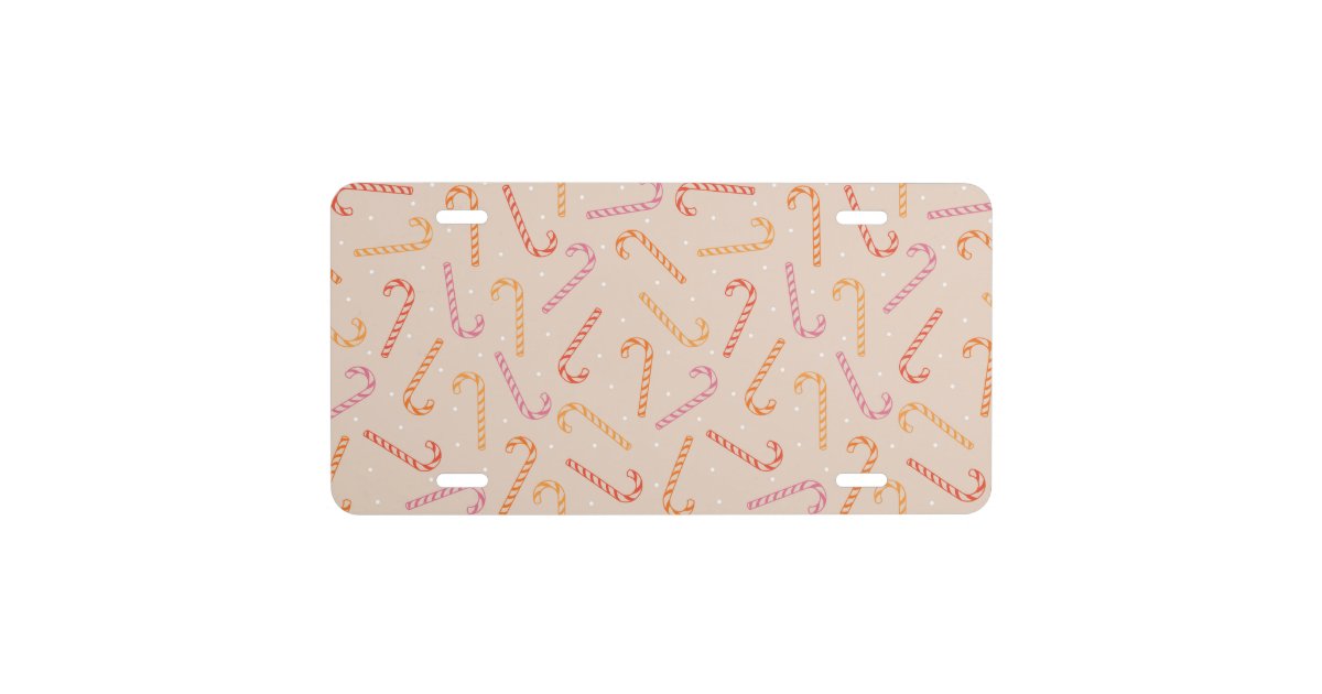 Sweet candy cane pattern license plate | Zazzle