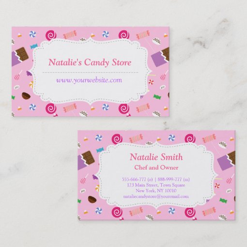 Sweet Candy Pattern Pink Business Card | Zazzle