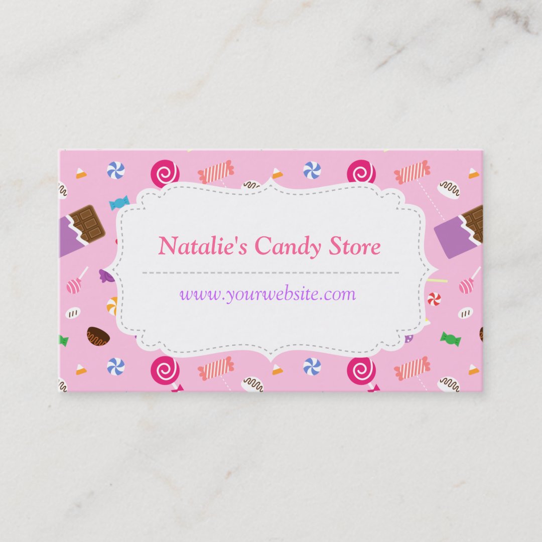 Sweet Candy Pattern Pink Business Card | Zazzle