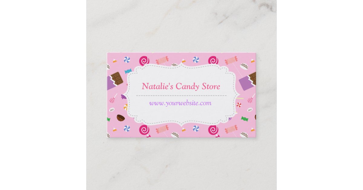 Sweet Candy Pattern Pink Business Card | Zazzle
