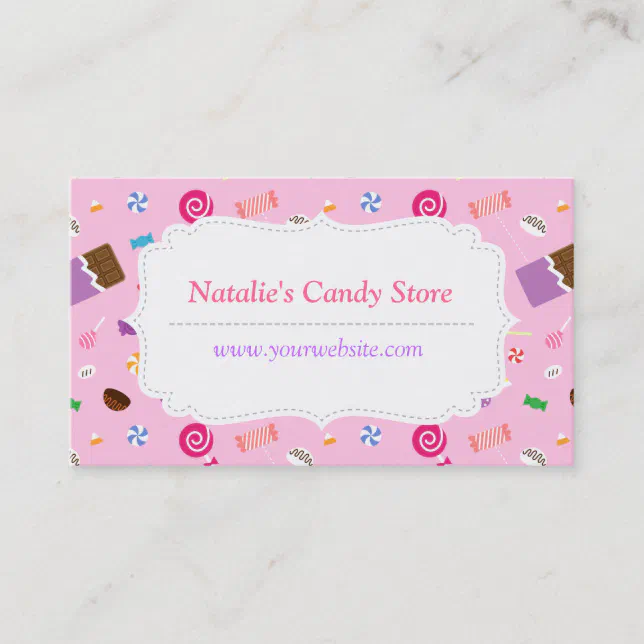 Sweet Candy Pattern Pink Business Card | Zazzle