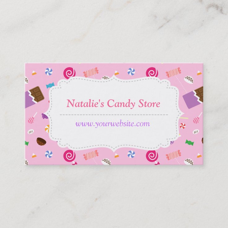 Sweet Candy Pattern Pink Business Card | Zazzle