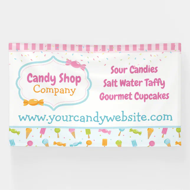 Sweet Candy Shop and Ice Cream Confetti Banner | Zazzle