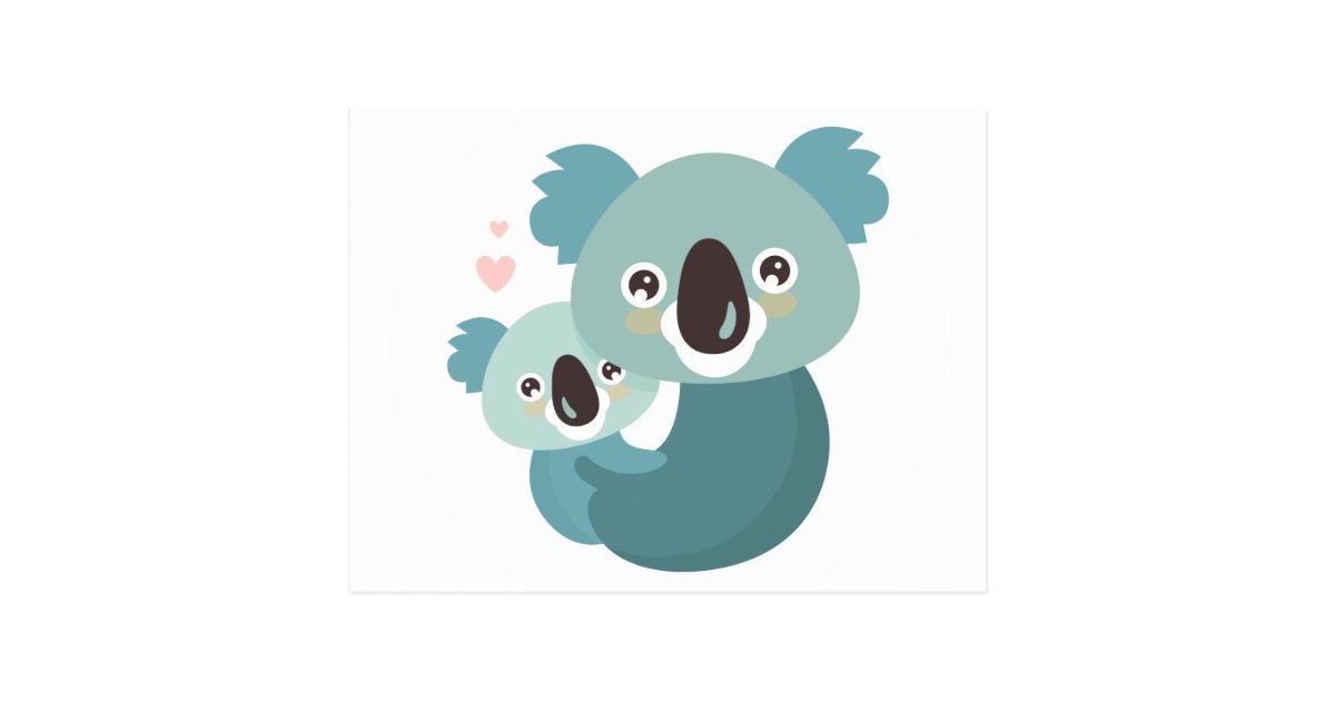 Sweet cartoon koala mother and baby hugging postcard | Zazzle.com