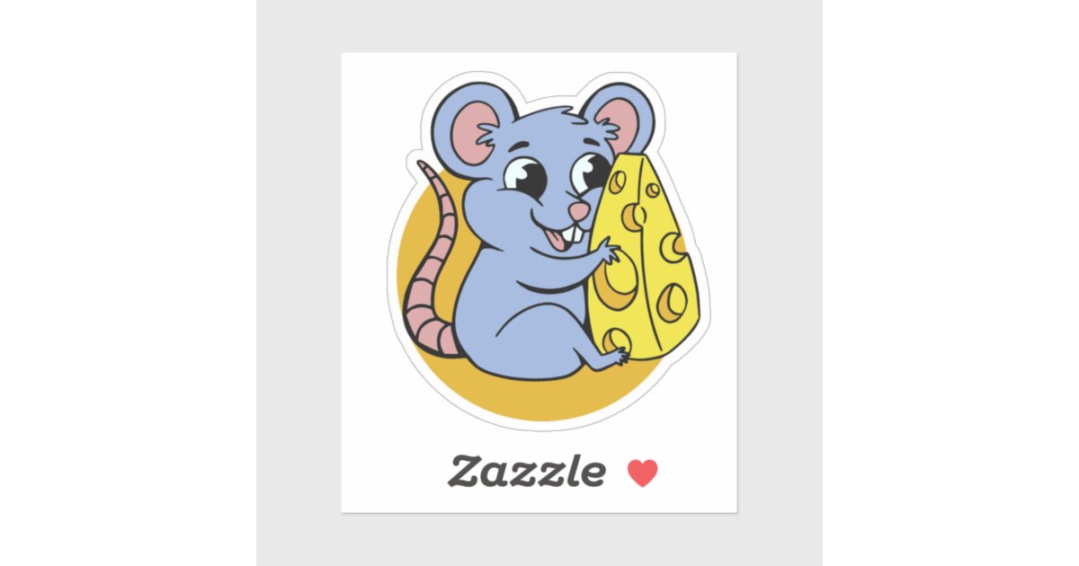 sweet cartoon mouse cheese sticker | Zazzle