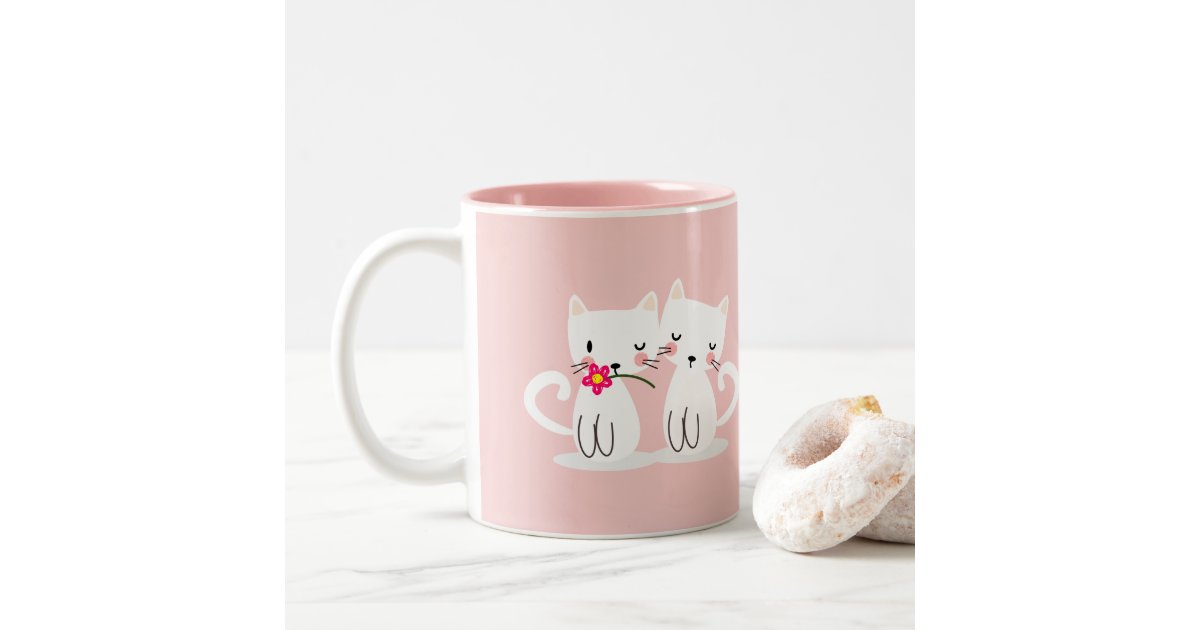 Sweet Cats Personalized Valentines Day Two-Tone Coffee Mug | Zazzle