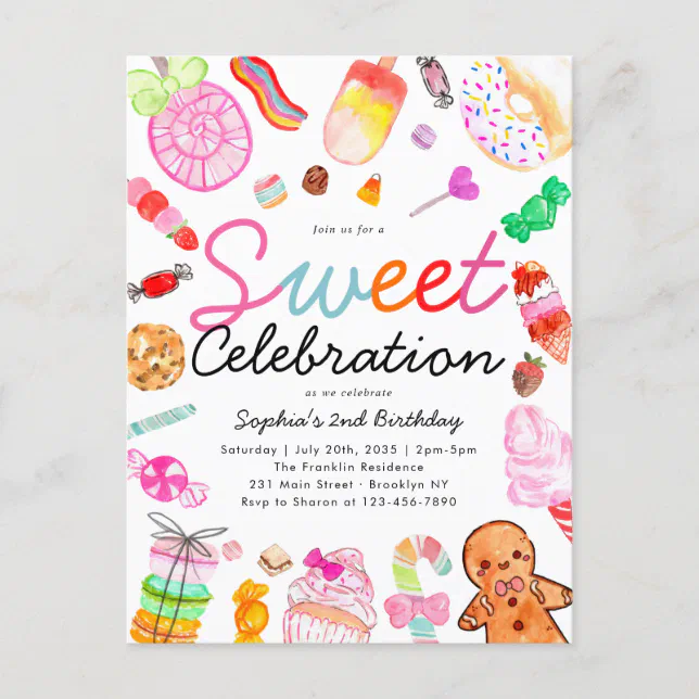 Sweet Celebration Candy Kids Candyland Birthday Postcard | Zazzle
