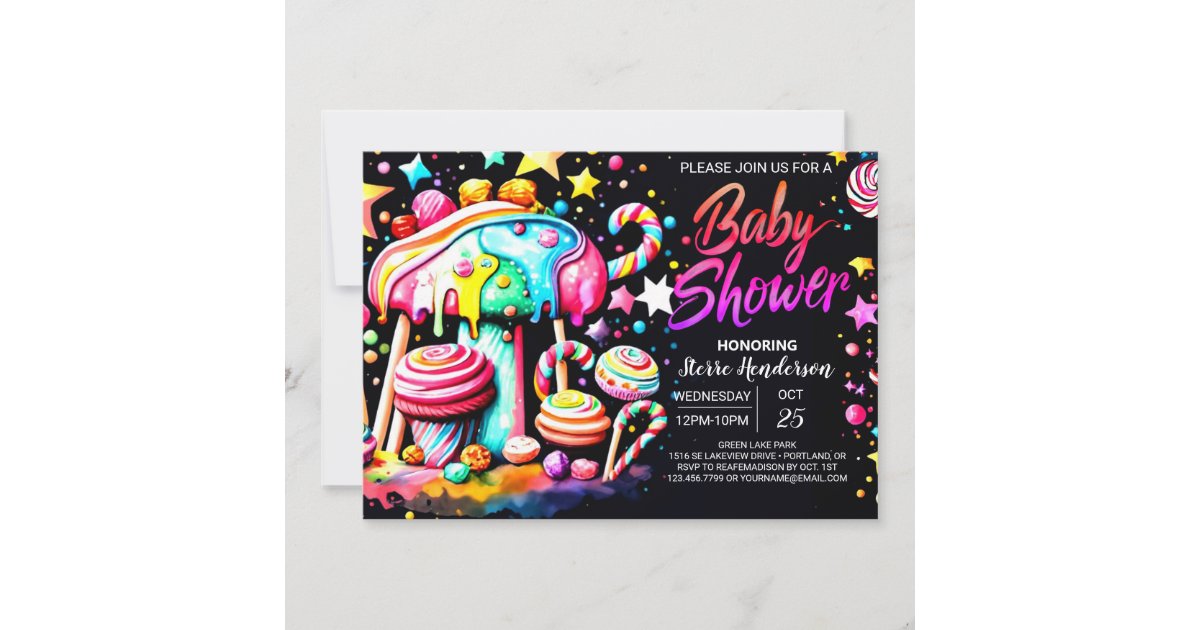 Sweet Celebration Candyland Baby Shower Invitation | Zazzle