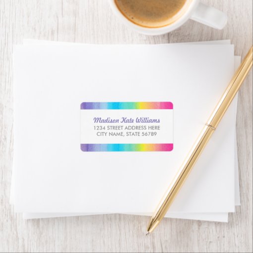 Sweet Celebration Watercolor Rainbow Address Label | Zazzle