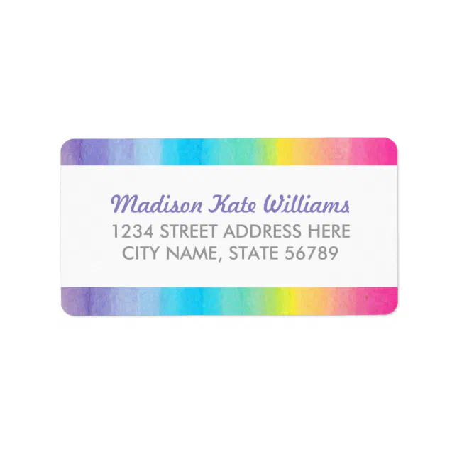 Sweet Celebration Watercolor Rainbow Address Label | Zazzle