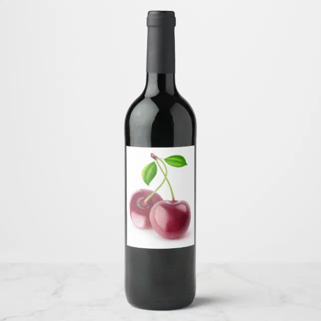Sweet cherries wine label | Zazzle