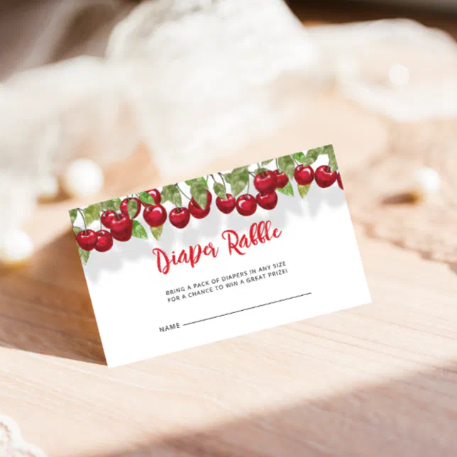 Sweet Cherry Baby shower Diaper Raffle Ticket Enclosure Card | Zazzle