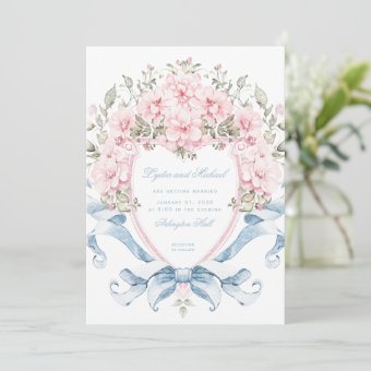 Sweet Cherry Blossom Crest | Monogram Wedding Invitation | Zazzle