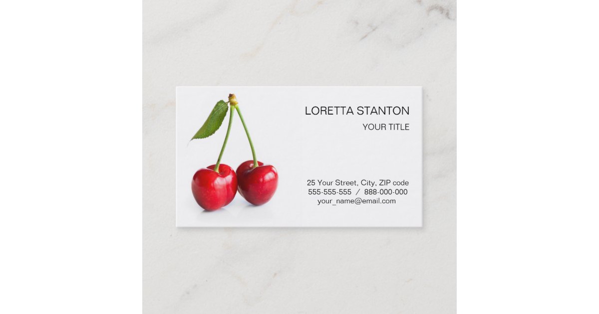 Sweet cherry business card | Zazzle