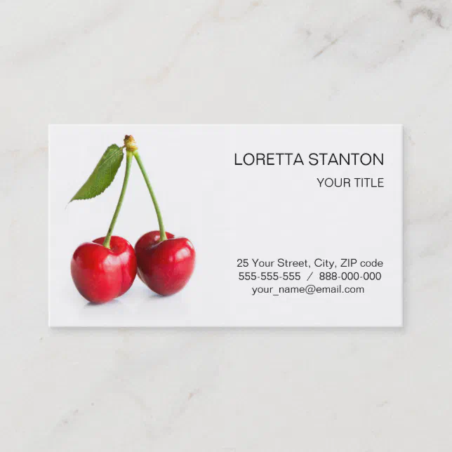 Sweet cherry business card | Zazzle