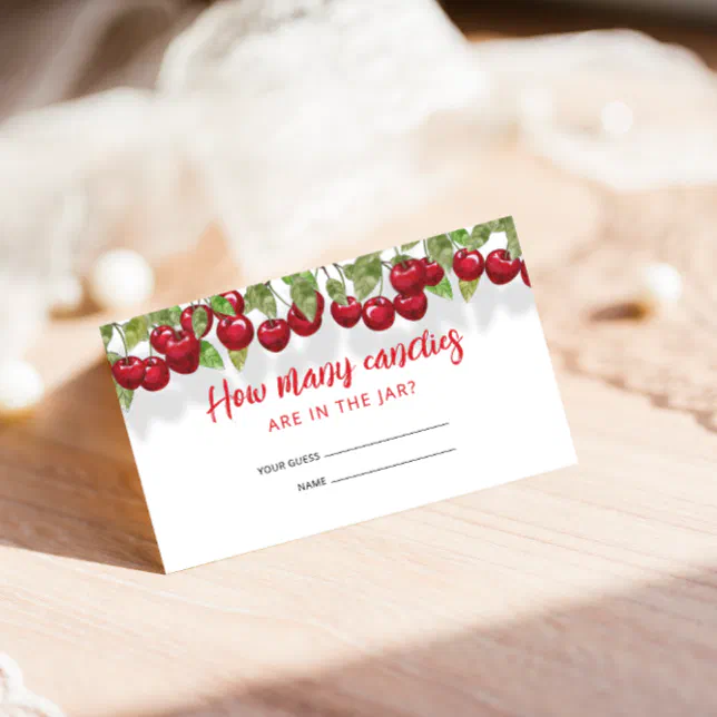 Sweet Cherry How Many Candies Enclosure Card | Zazzle
