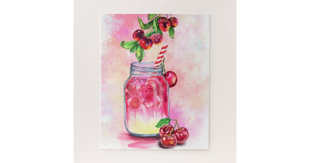 Sweet Cherry Juice Cool Drink Jigsaw Puzzle | Zazzle
