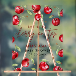 Sweet Cherry on Top Baby Shower Acrylic Sign | Zazzle
