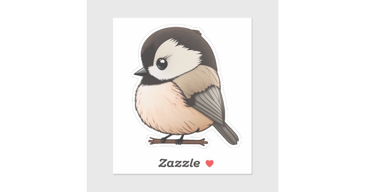Sweet Chickadee Vinyl Sticker, Cute Bird Sticker | Zazzle