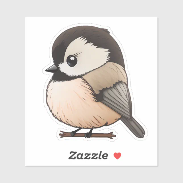 Sweet Chickadee Vinyl Sticker, Cute Bird Sticker | Zazzle