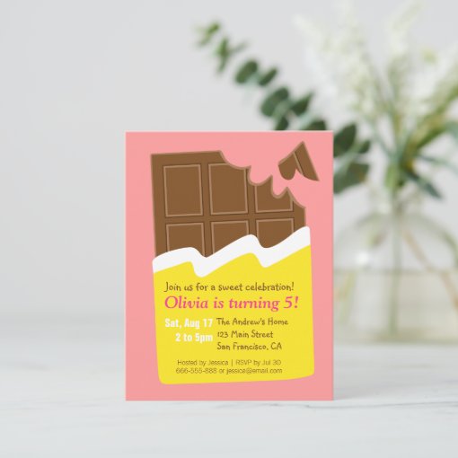 Sweet Chocolate Bar Candy Birthday Party Invitation | Zazzle