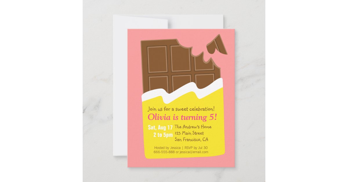 Sweet Chocolate Bar Candy Birthday Party Invitation | Zazzle