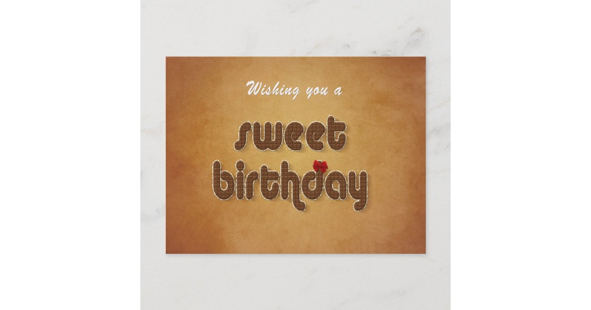 Sweet Chocolate Birthday Wish - Postcard | Zazzle