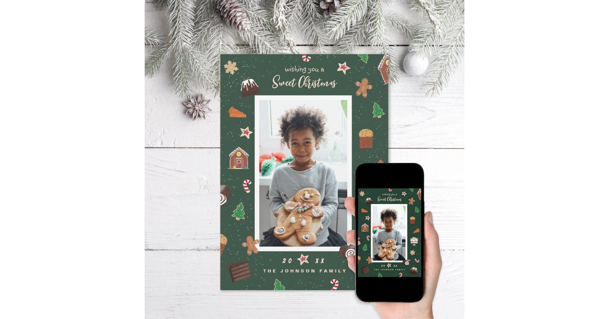 Sweet Christmas Baked Sweets Photo Holiday Card | Zazzle