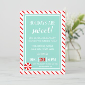 Sweet Christmas | Peppermint Christmas Party Invitation | Zazzle