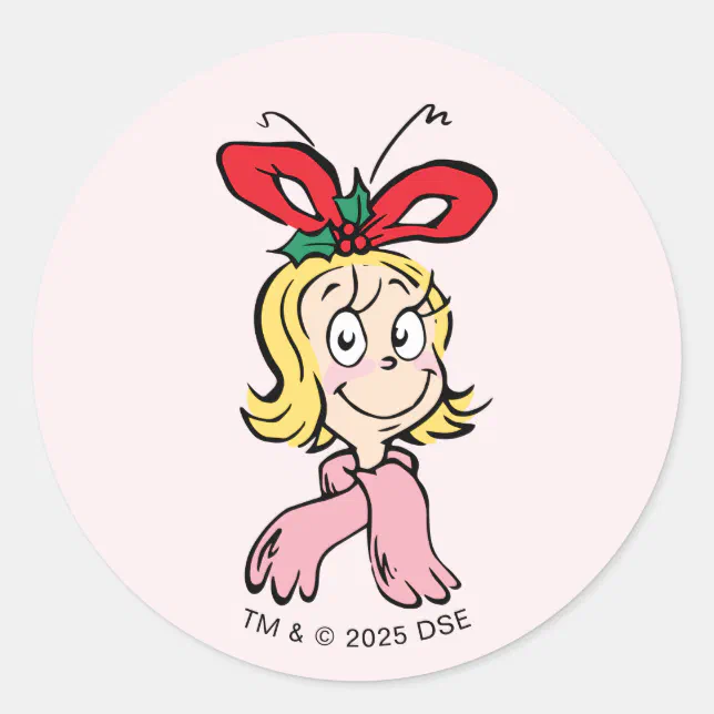 Sweet Cindy Lou Who Portrait Classic Round Sticker | Zazzle