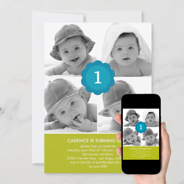 Sweet Collage Photo Birthday Invitation | Zazzle