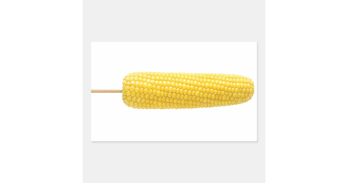 Sweet corn on stick rectangular sticker | Zazzle